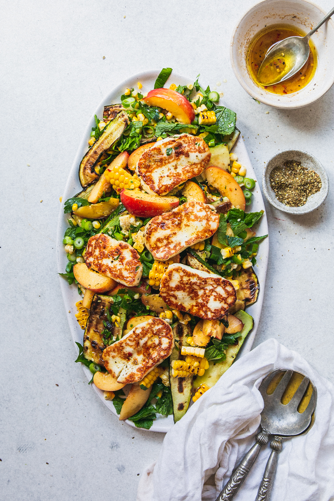 Summer corn, nectarine & haloumi salad | The Brick Kitchen